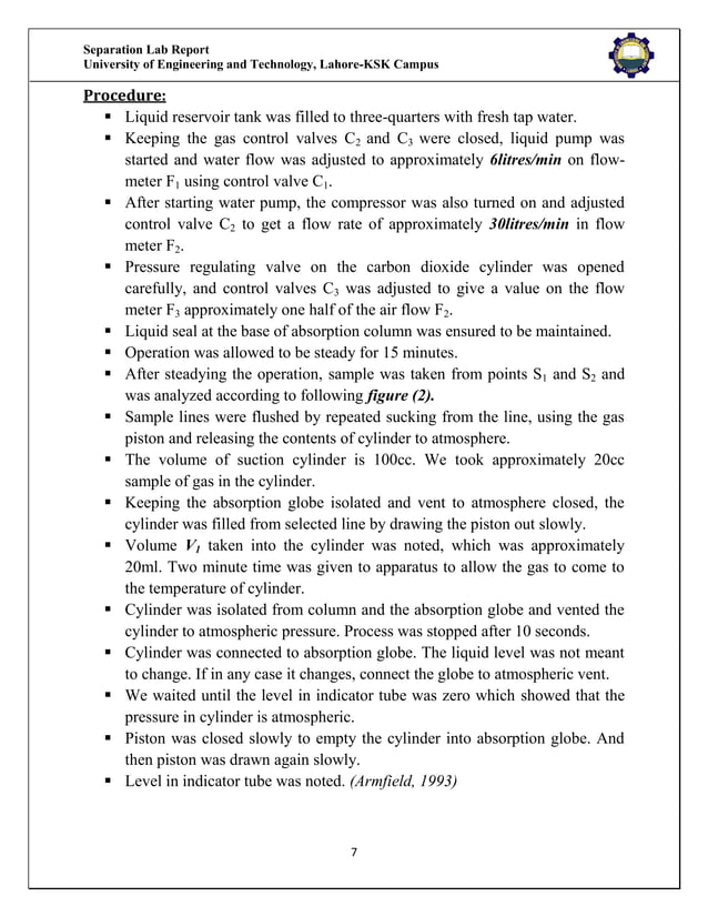 Armfield Gas Absorption Column Experiment | PDF