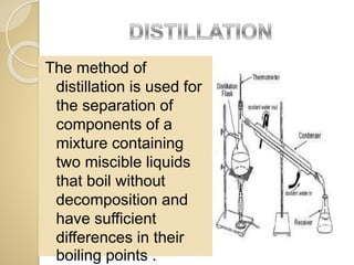Separation of components of mixtures | PPTX | Chemistry | Science