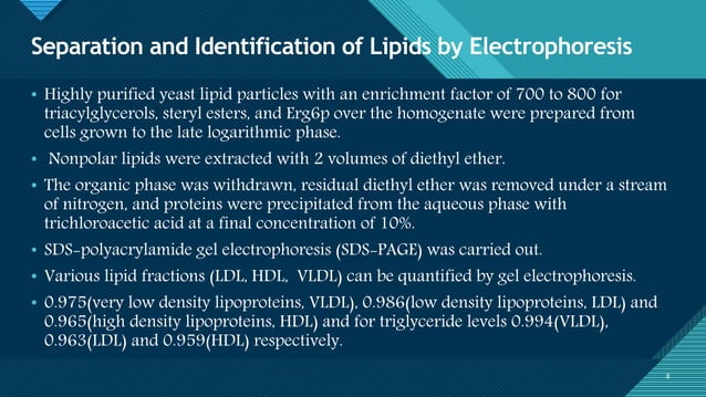 Separation and Identification of Lipids by Gel Electrophoresis | PPTX