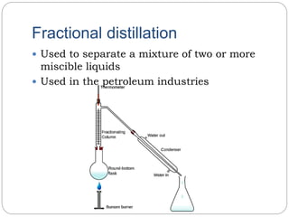 Separationof mixtures andpurification of chemicalsubstances | PPTX
