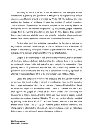 importance of separation of powers in malaysia - Gordon Wright