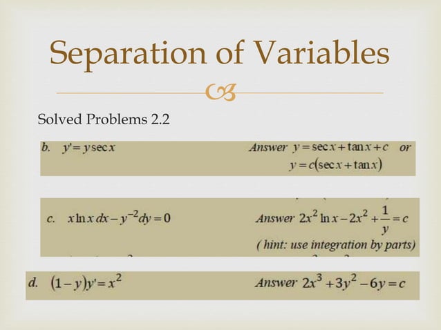 Separation of variables | PPTX | Science