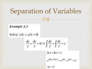 Separation of variables | PPT