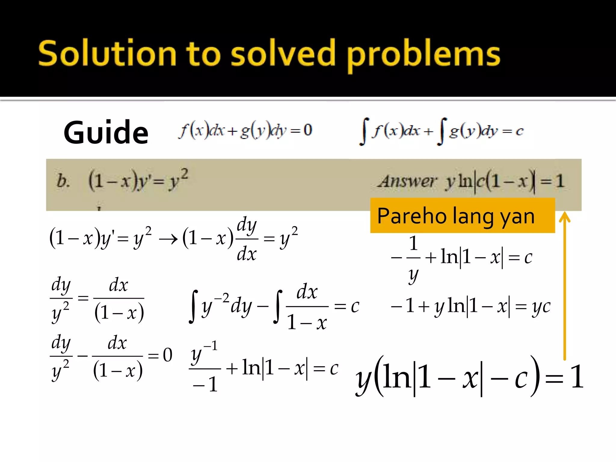 Separation of variables solution to solved problems | PPT Separation of variables solution to solved problems | PPT