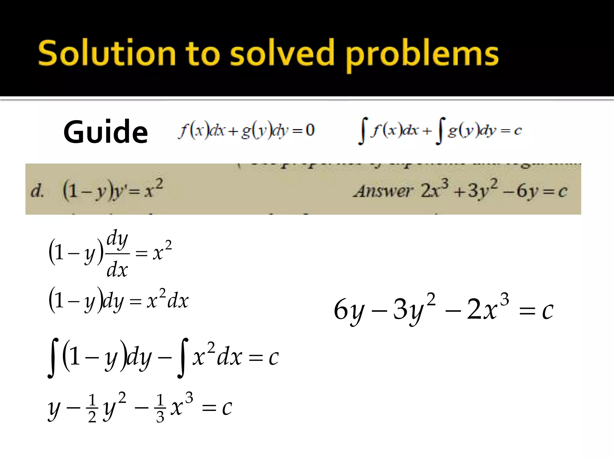 Separation of variables solution to solved problems | PPT Separation of variables solution to solved problems | PPT