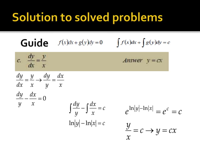 Separation of variables solution to solved problems | PPTX
