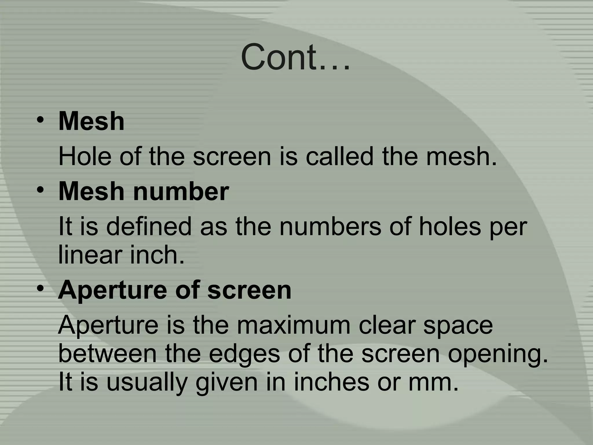 Separation, screening | PPT