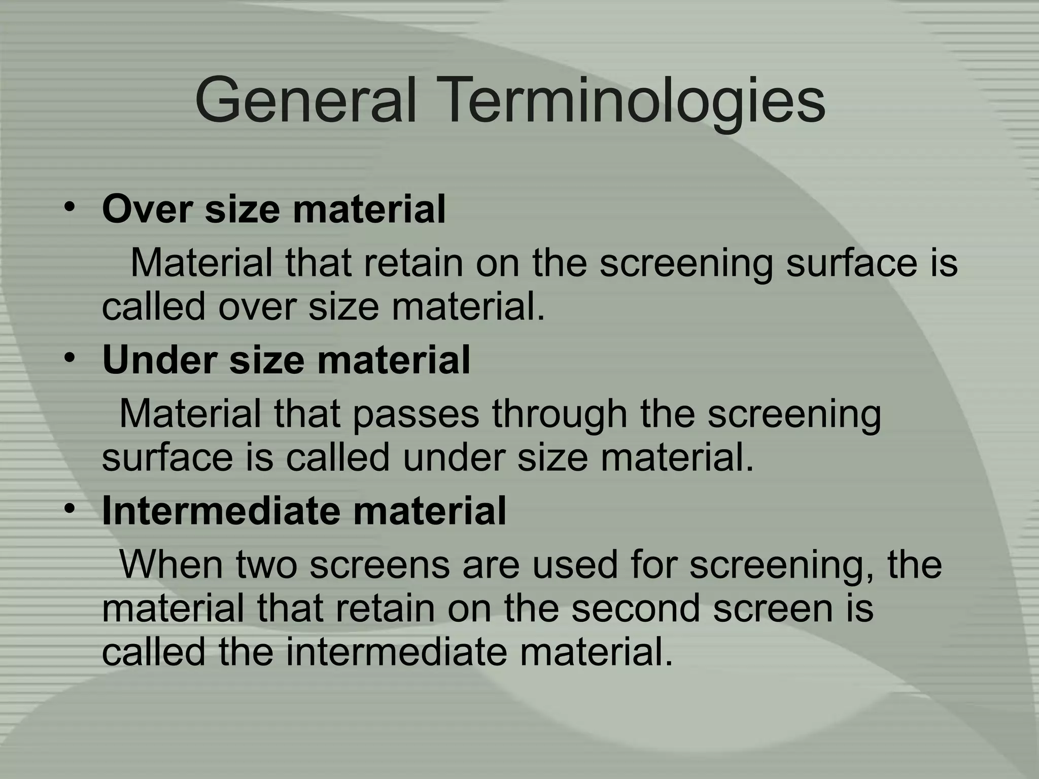 Separation, screening | PPT