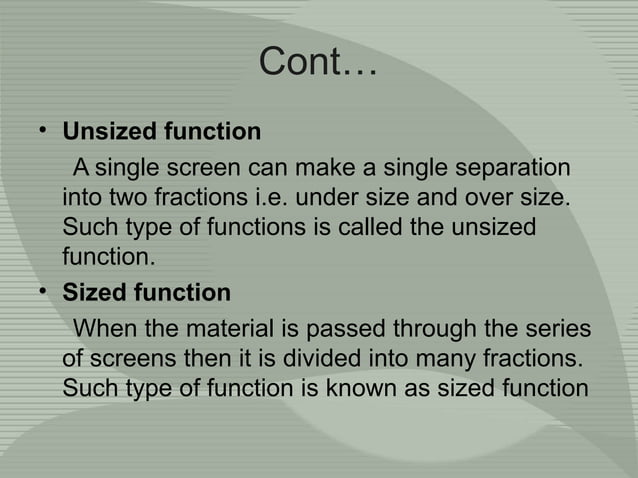 Separation, screening | PPT