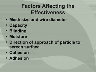 Separation, screening and classification | PPT