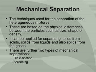 Separation, screening and classification | PPT