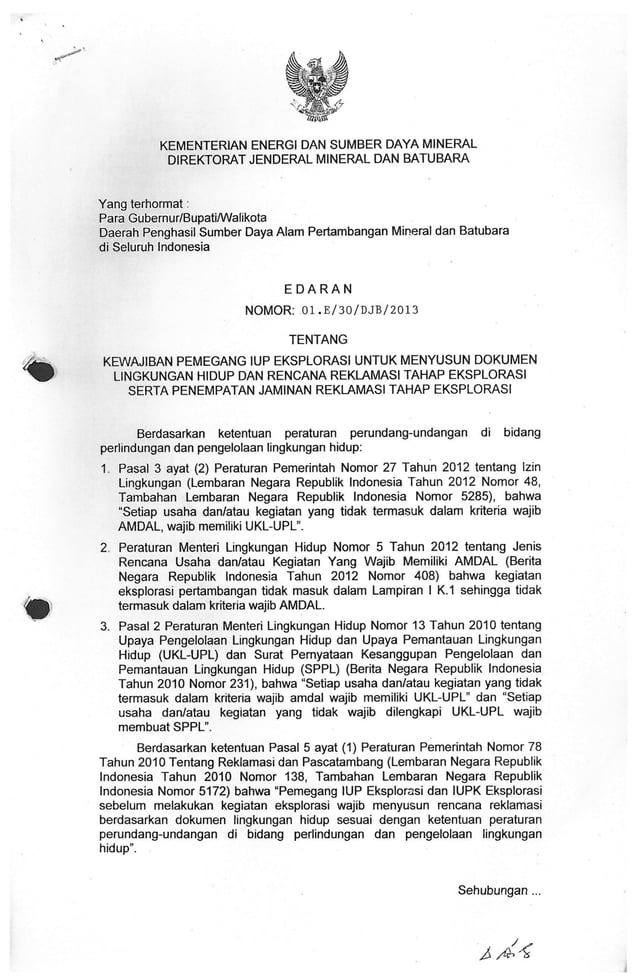 Surat Edaran Pascatambang | PDF
