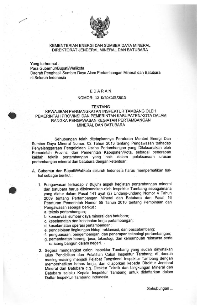 Surat Edaran Pascatambang | PDF