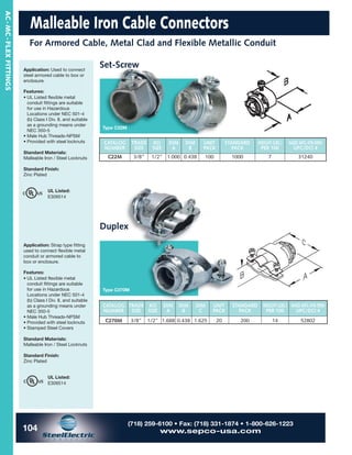 SEPCO Steel Electric Conduit & Cable Fittings - AC MC-FLEX Fittings ...