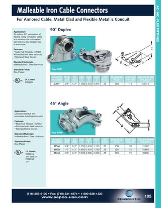 SEPCO Steel Electric Conduit & Cable Fittings - AC MC-FLEX Fittings ...