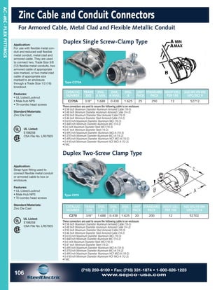 SEPCO Steel Electric Conduit & Cable Fittings - AC MC-FLEX Fittings | PDF