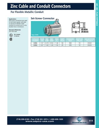 SEPCO Steel Electric Conduit & Cable Fittings - AC MC-FLEX Fittings ...