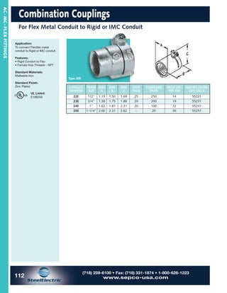 SEPCO Steel Electric Conduit & Cable Fittings - AC MC-FLEX Fittings ...