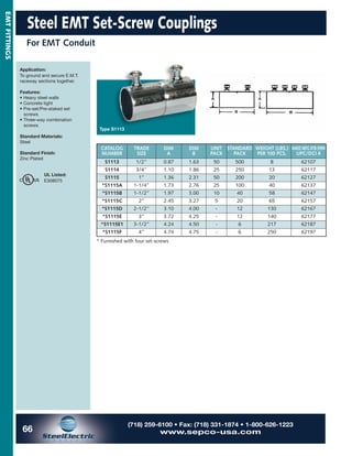 SEPCO Steel Electric Conduit & Cable Fittings - EMT Fititngs | PDF