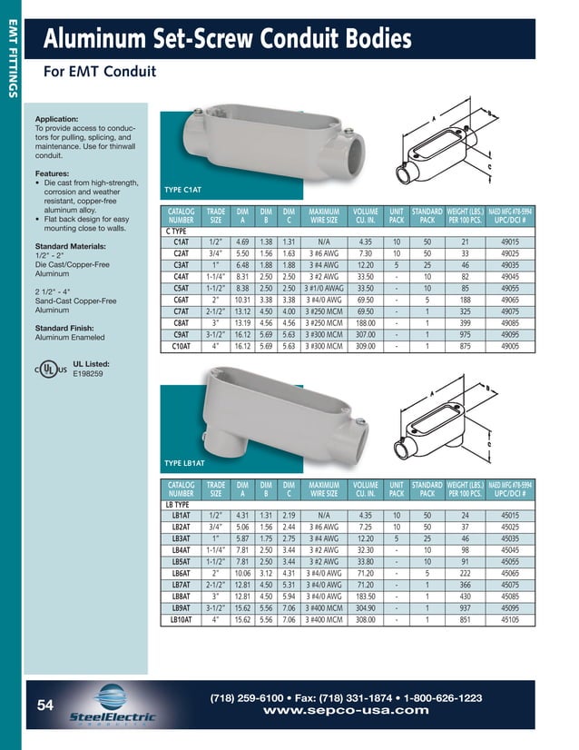 SEPCO Steel Electric Conduit & Cable Fittings - EMT Fititngs | PDF