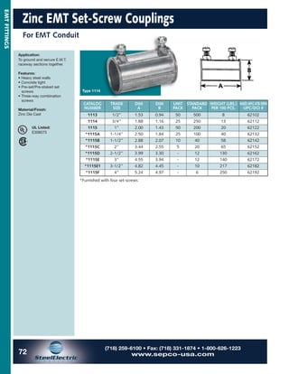 SEPCO Steel Electric Conduit & Cable Fittings - EMT Fititngs | PDF