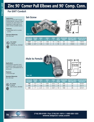 SEPCO Steel Electric Conduit & Cable Fittings - EMT Fititngs | PDF