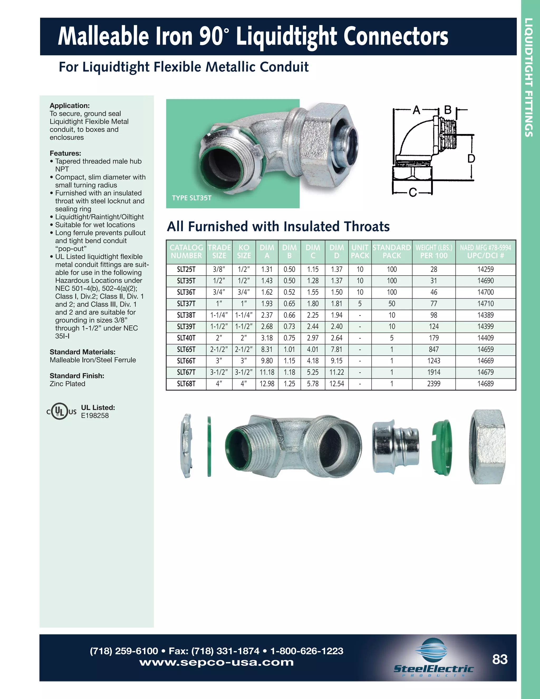 SEPCO Steel Electric Conduit & Cable Fittings - Liquidtight Fittings | PDF