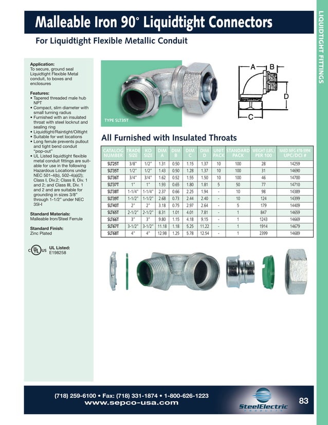 SEPCO Steel Electric Conduit & Cable Fittings - Liquidtight Fittings | PDF