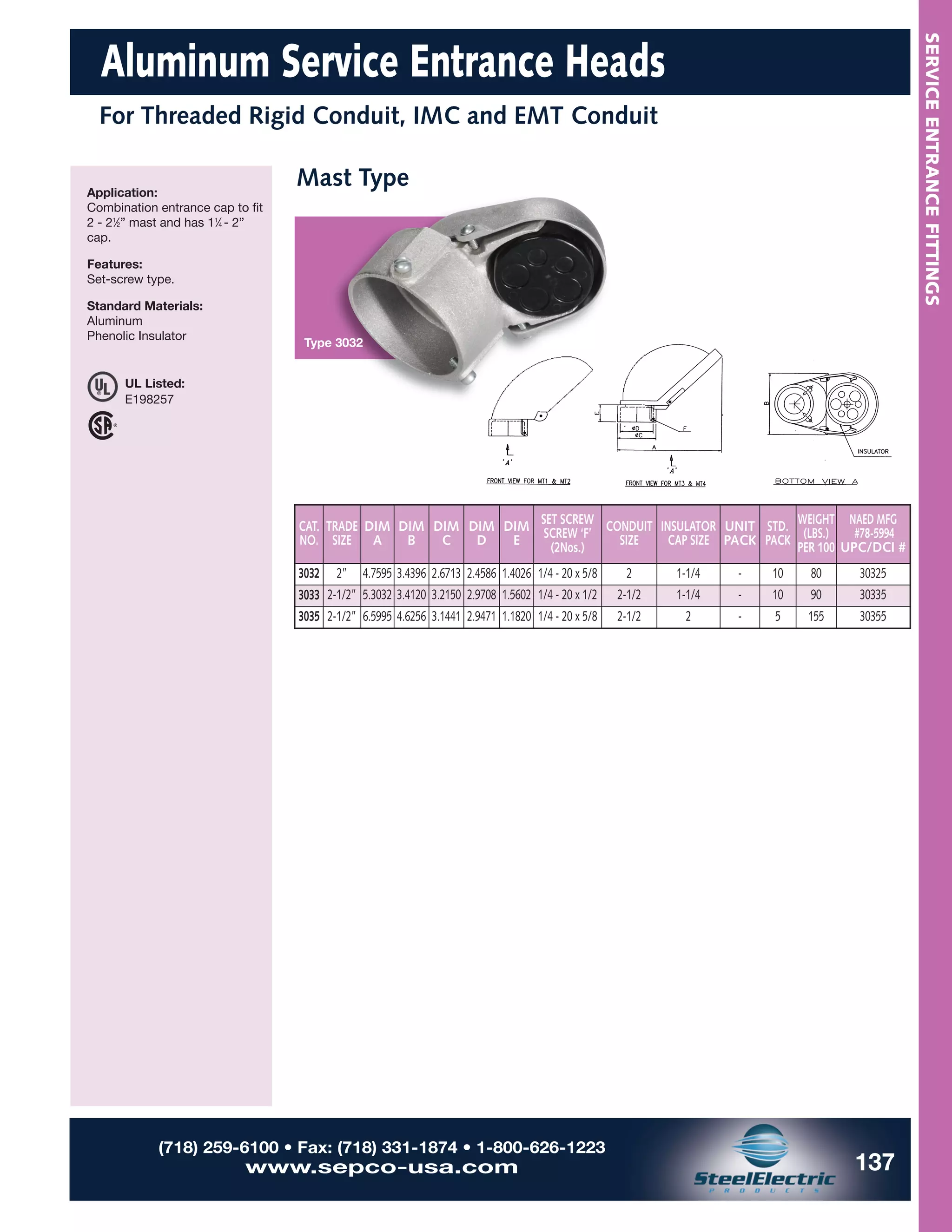 SEPCO Steel Electric Conduit & Cable Fittings - Service Entrance ...