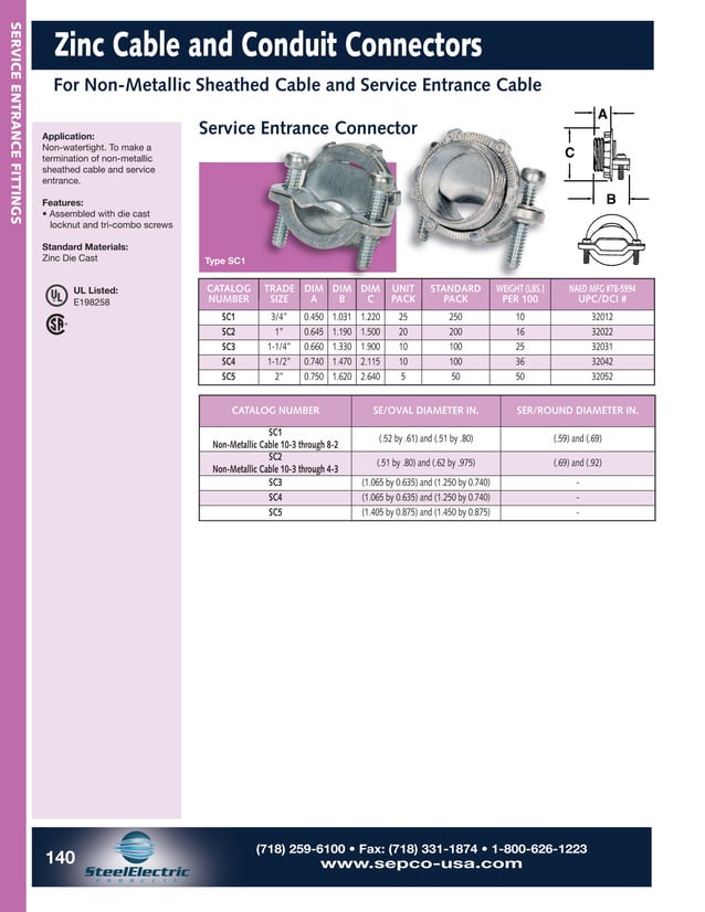 SEPCO Steel Electric Conduit & Cable Fittings - Service Entrance ...