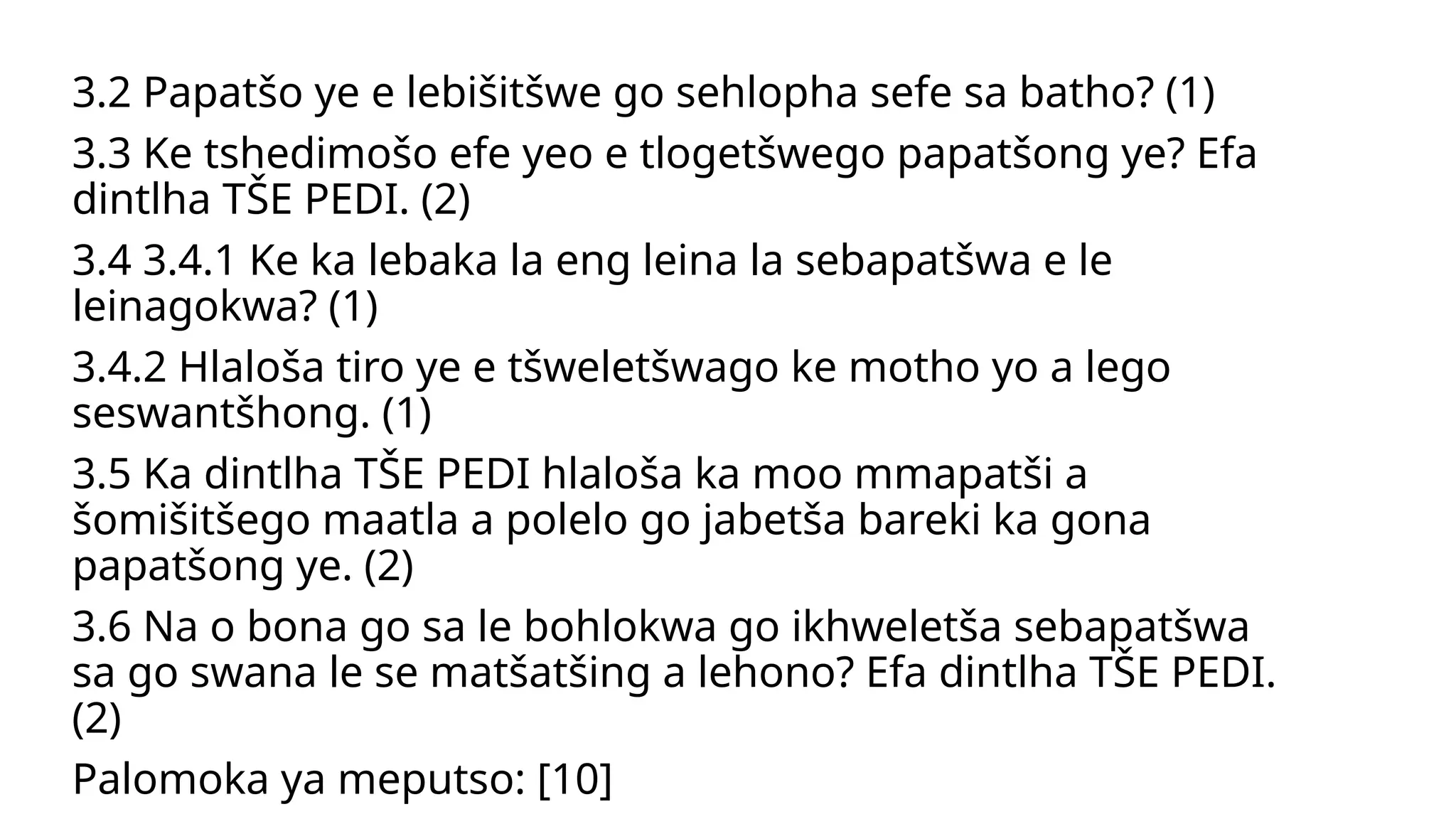 Sepedi presentation papatšo mphato wa lesome | PPTX