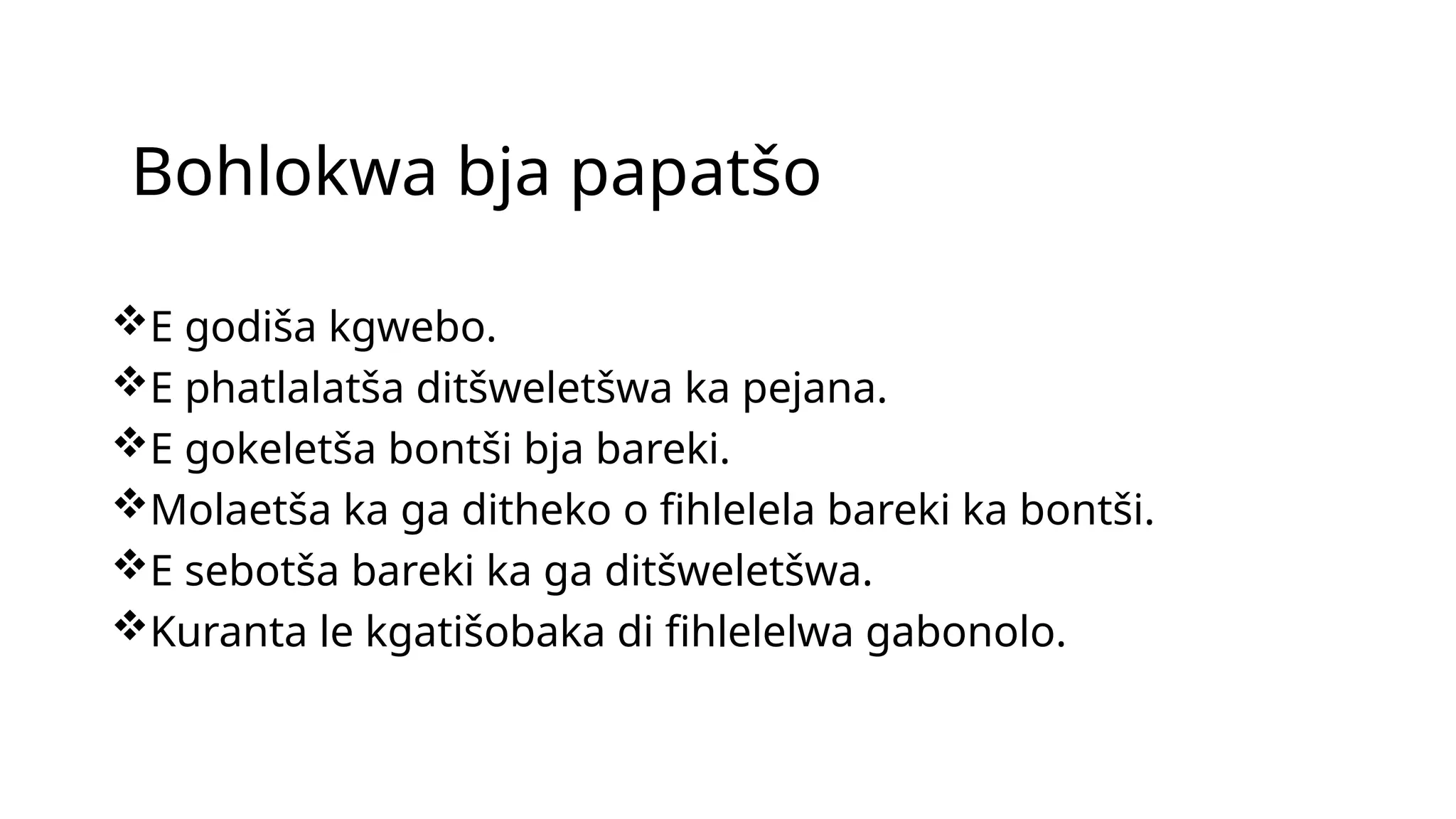 Sepedi presentation papatšo mphato wa lesome | PPTX