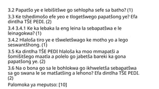Sepedi presentation papatšo mphato wa lesome | PPTX
