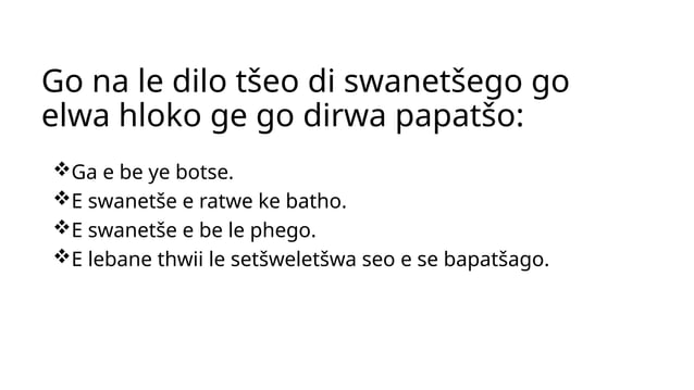 Sepedi presentation papatšo mphato wa lesome | PPTX