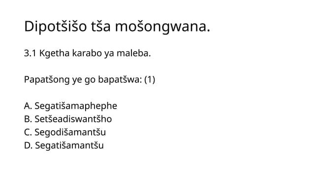Sepedi presentation papatšo mphato wa lesome | PPTX