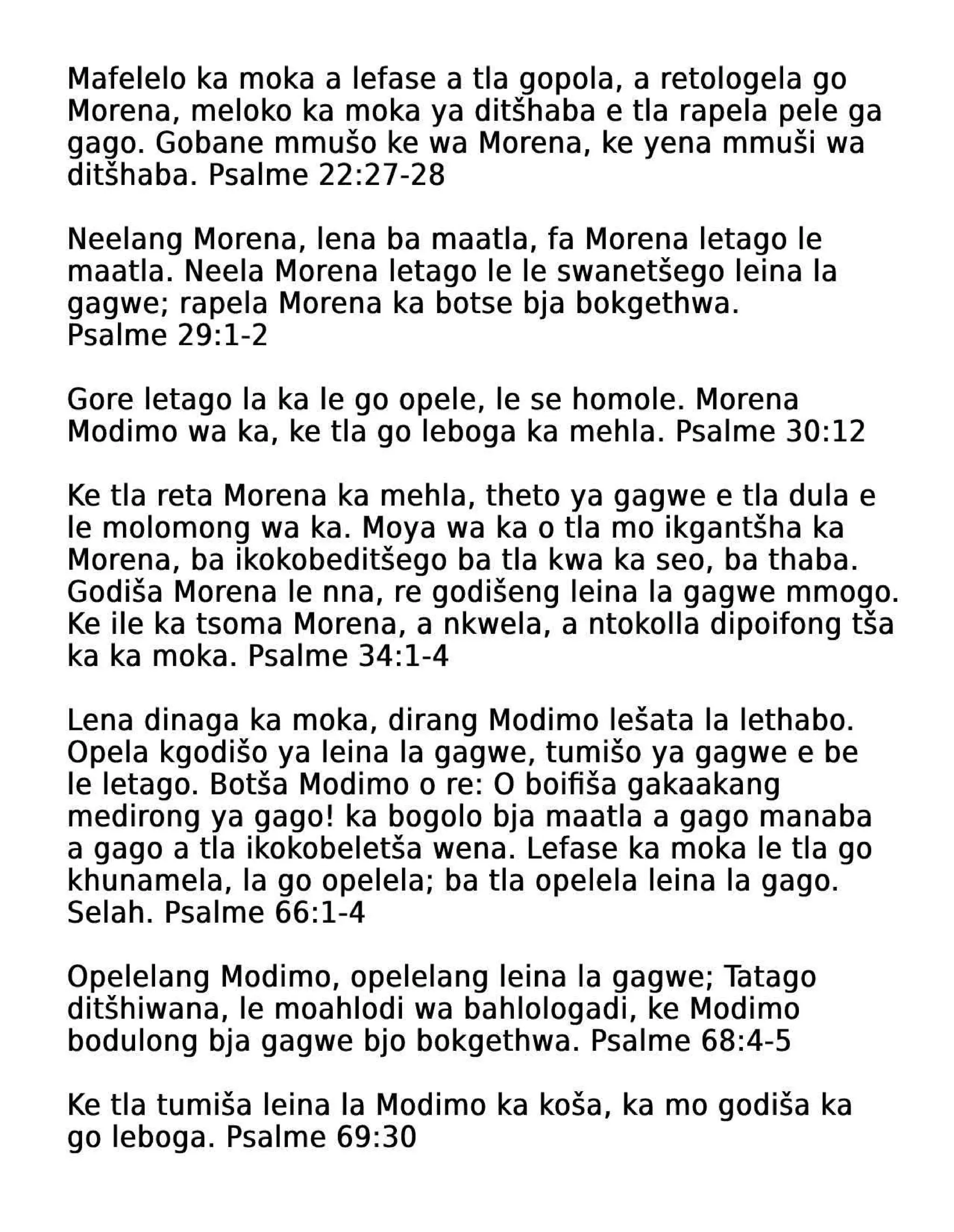 Sepedi Praise Worship Thanksgiving Tract | PDF