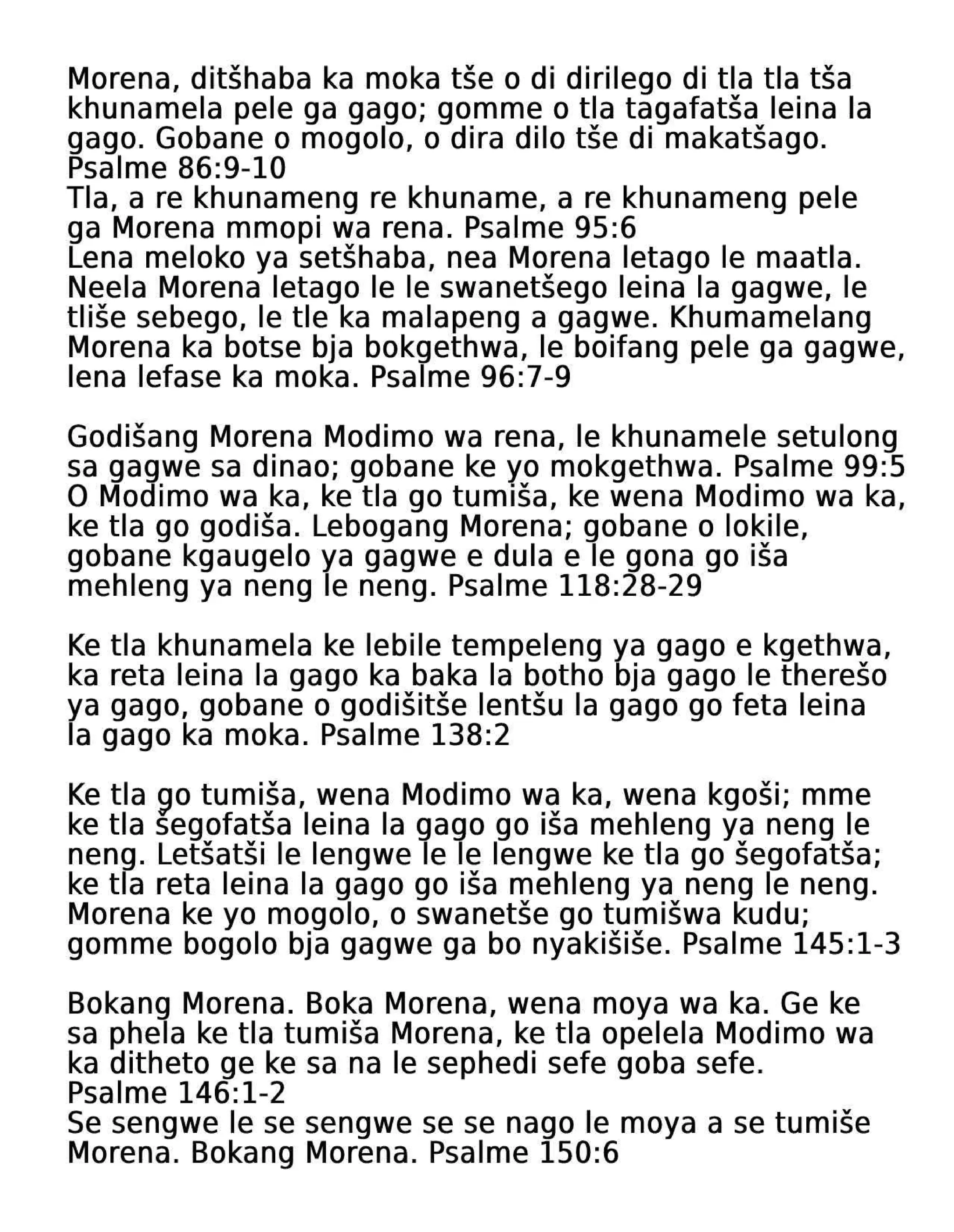 Sepedi Praise Worship Thanksgiving Tract | PDF