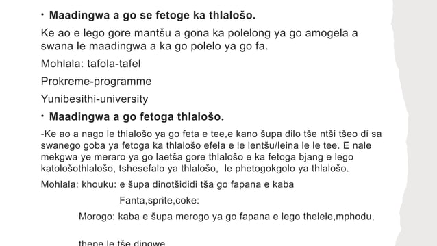 sepedi presentation 3A.pptx Tlhalošo ya maadingwa | PPTX