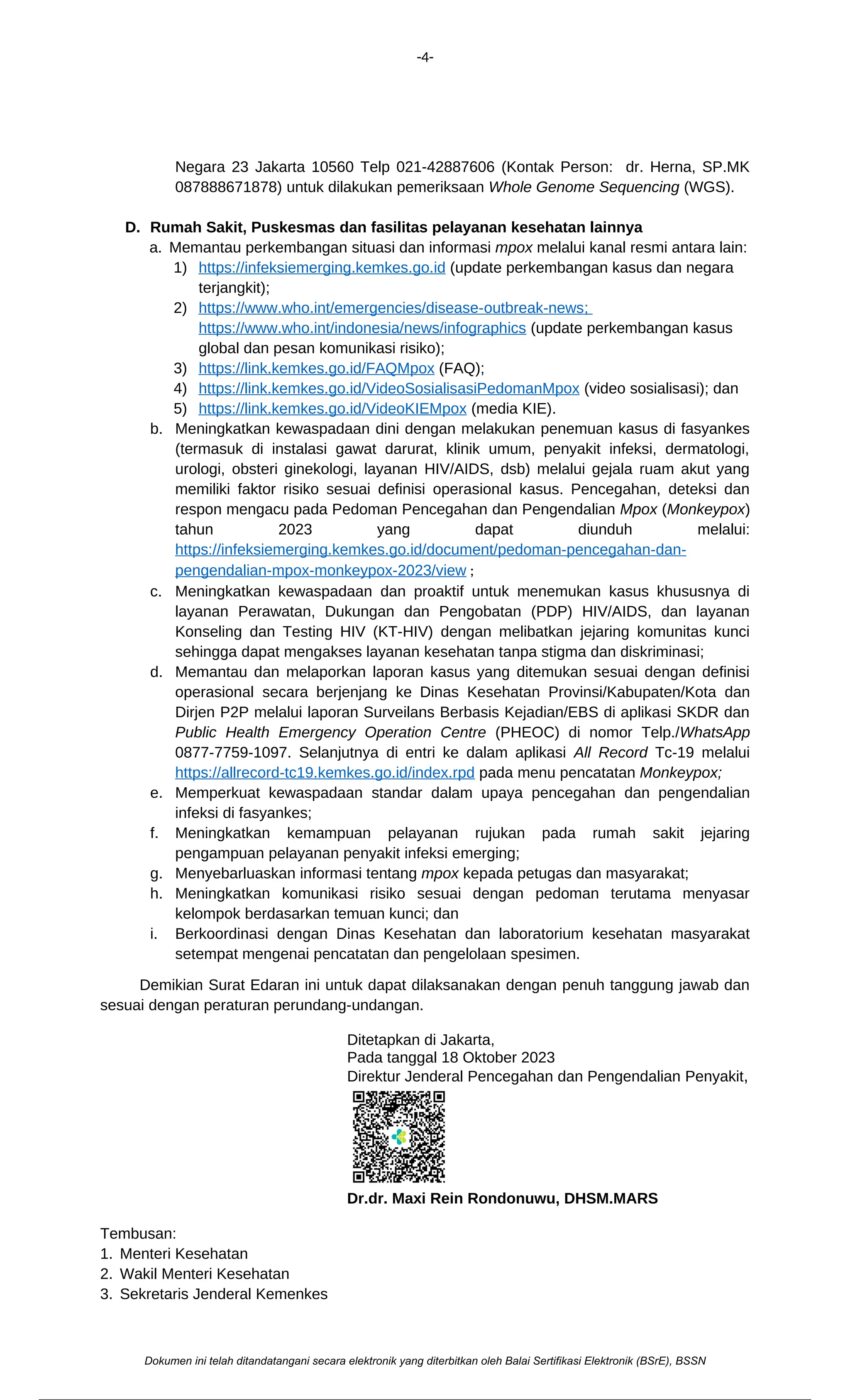Salinan SE Peningkatan Kewaspadaan MPOX | PDF