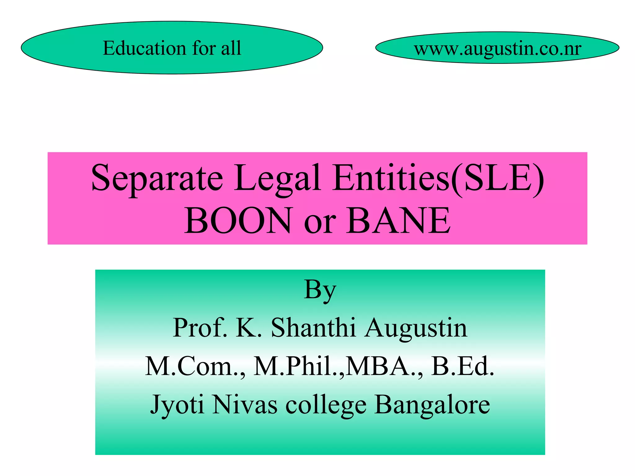 Seperate Legal Entities Boon Or Bane To Corporates And Public | PPT