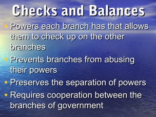 Seperationof powers checksandbalancesppt | PPT
