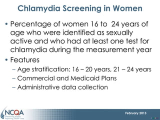NCQA and Chlamydia Screening Measurement | PPT