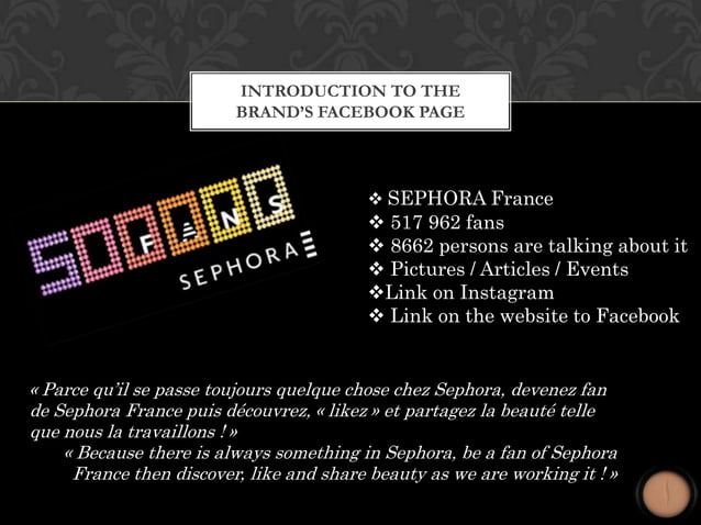 Analyse page facebook Sephora France | PPT