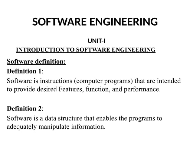SE PPT.pptx Software Engineering Unit 1 PPT | PPTX
