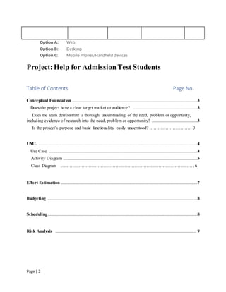 Software Engineering Project Report. Help for Admission Test Students ...