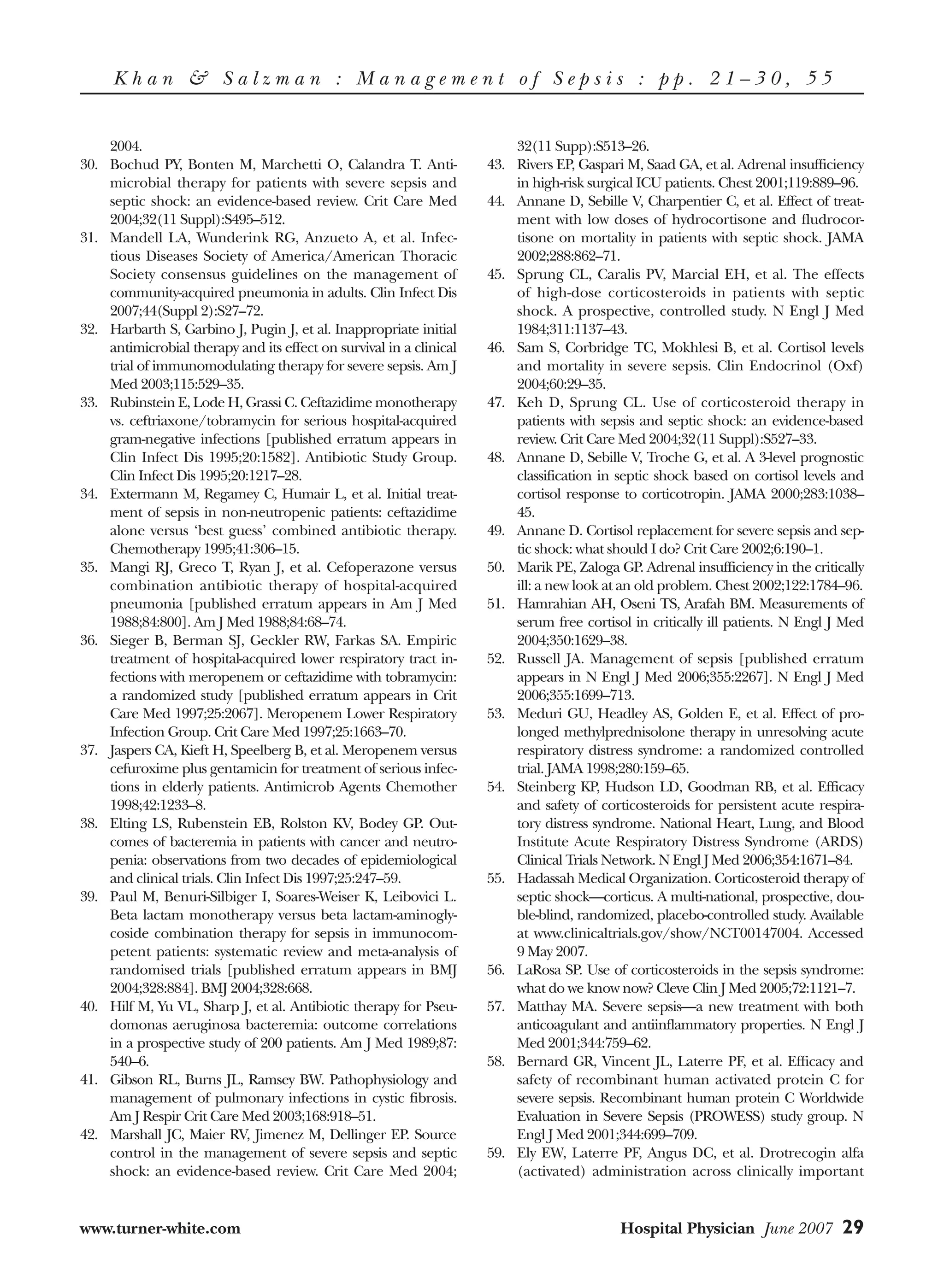 Sepsis Guidelines 2007 | PDF