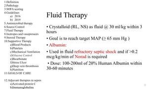 Sepsis and septic shock management guidelines 2019 | PPT