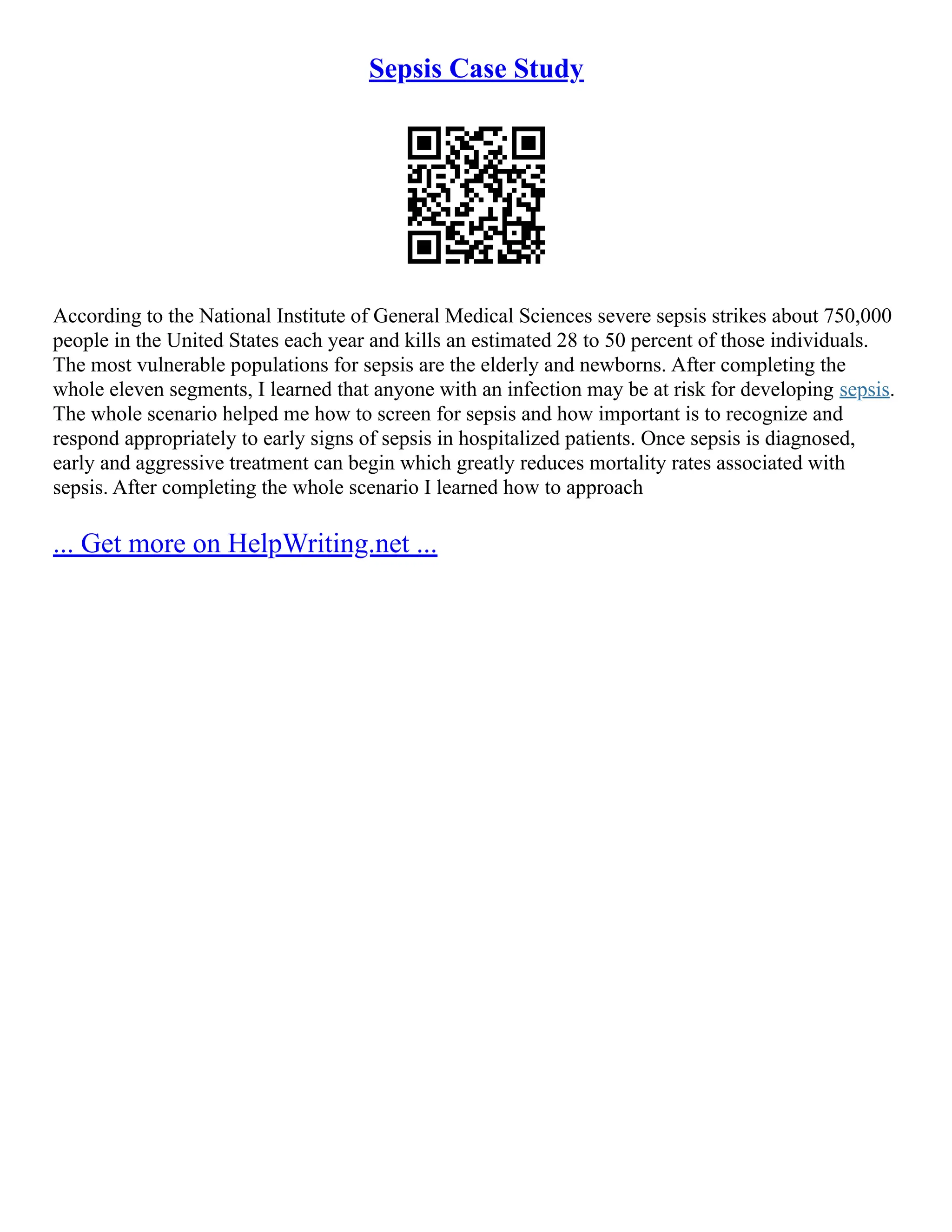 Sepsis Case Study | PDF