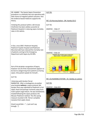 Sepsis Education And Prevention Video Final Working Draft 6 29 09 | PDF