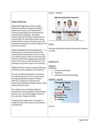 Sepsis Education And Prevention Video Final Working Draft 6 29 09 | PDF